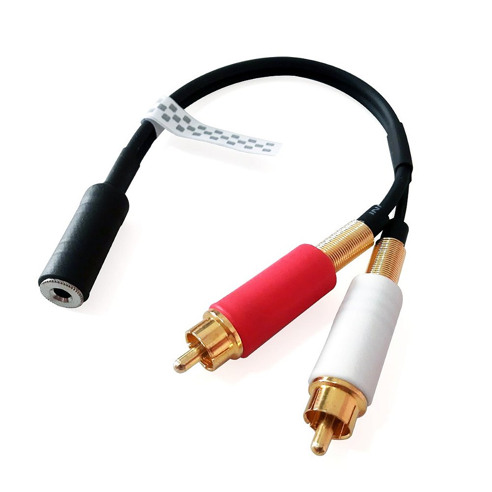 Adaptador Jack P2 (J2 fêmea) + 2 Rca (Macho) Estéreo - Custom Cabos
