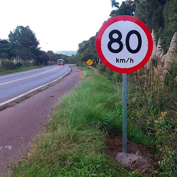 Placa velocidade máxima permitida 80km/h - R-19 - Loja Viária ...