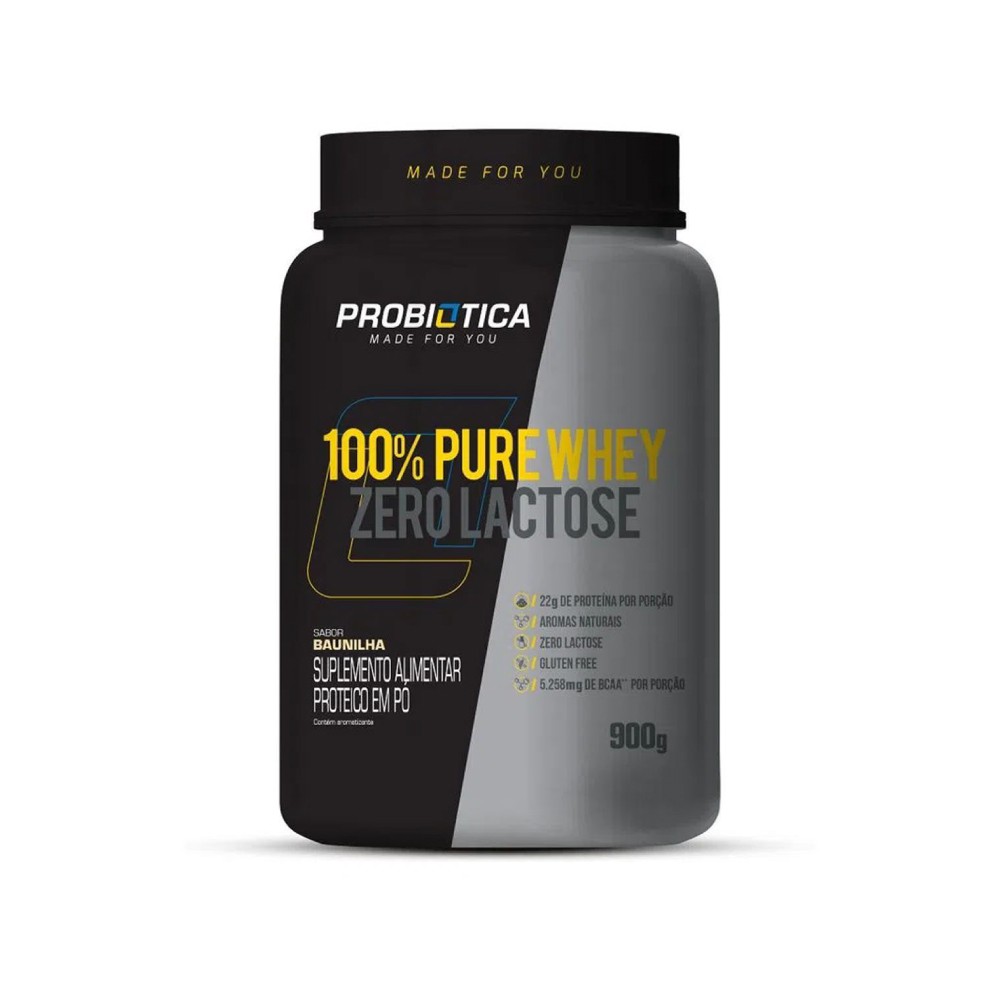 100% PURE Whey Zero Lactose 900g - Probiótica - BH Suplementos