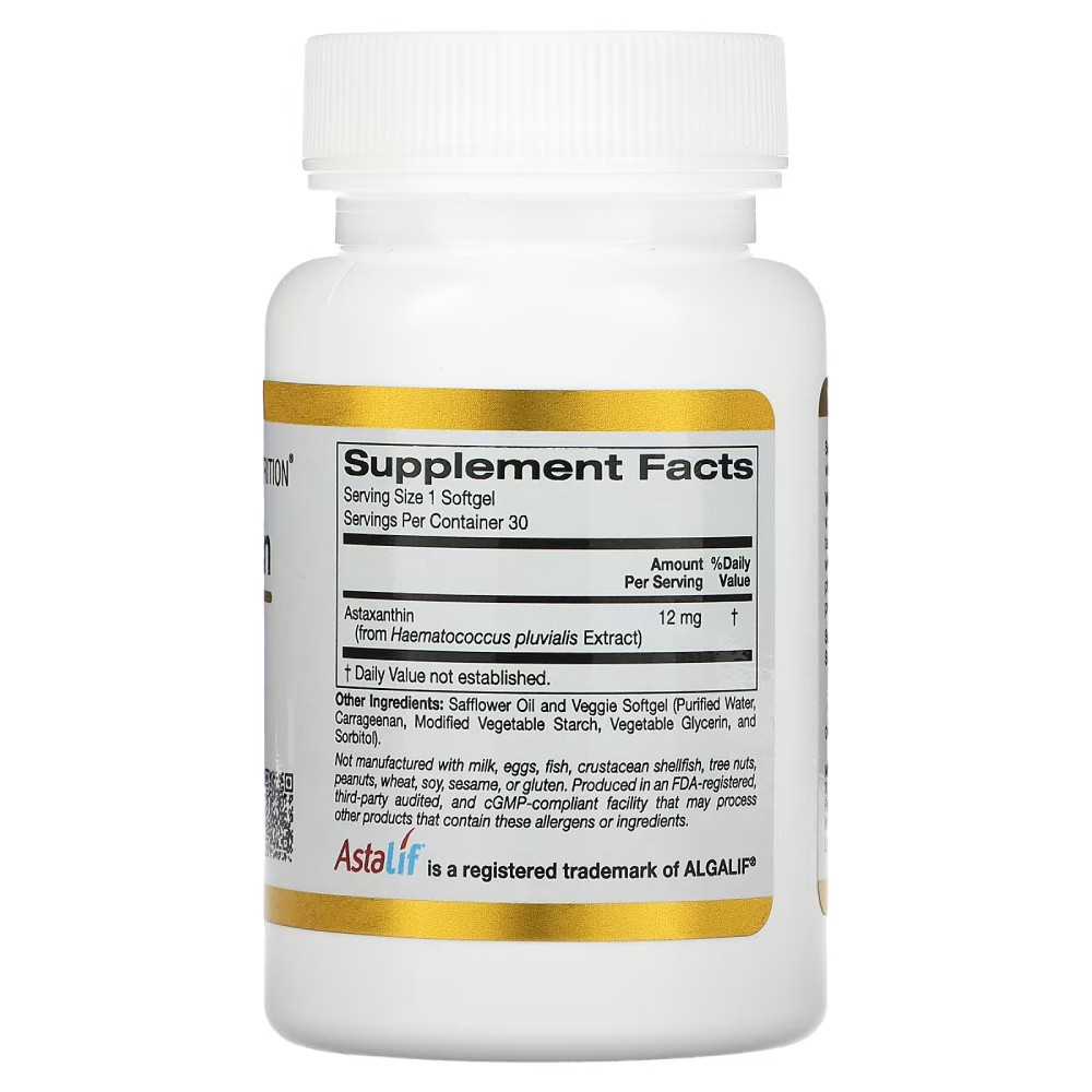 Astaxanthin (Astaxantina) 12mg Astalif - California Gold Nutrition - BH ...