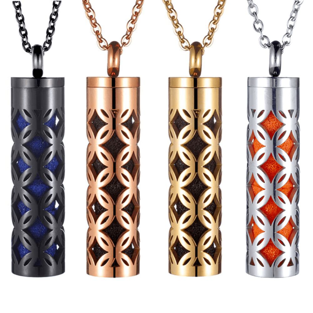 Colar Difusor Aromático Cilindro Estrelas- Aço Inox - Aroma e Terapias