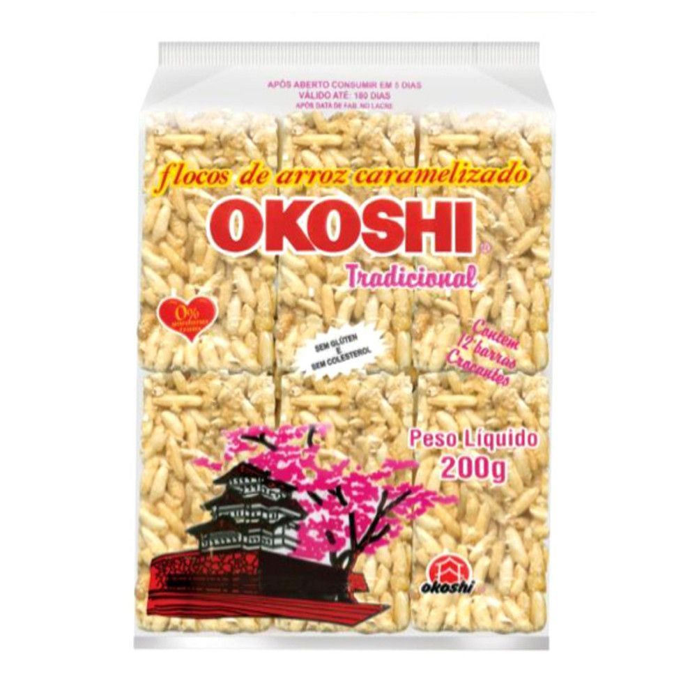 OKOSHI TRADICIONAL FLOCOS DE ARROZ CARAMELIZADO - 12 UNIDADES E 6 ...