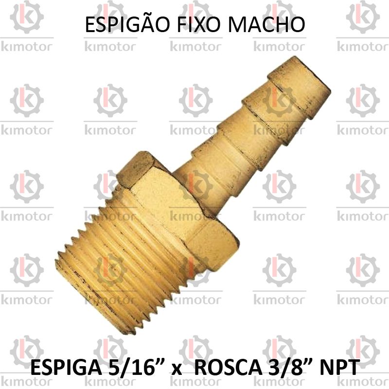 Espigao Fixo Macho - 3/8M x 5/16E NPT (720307) - Kimotor Eletromecânica