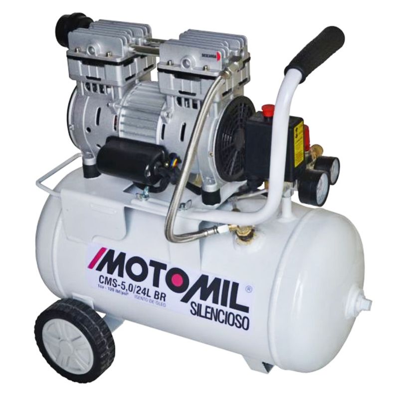 Motocompressor Motomil CMS 5/24 - 5pcm 24L 120psi - 220V - Silencioso e Isento de Oleo - Kimotor ...