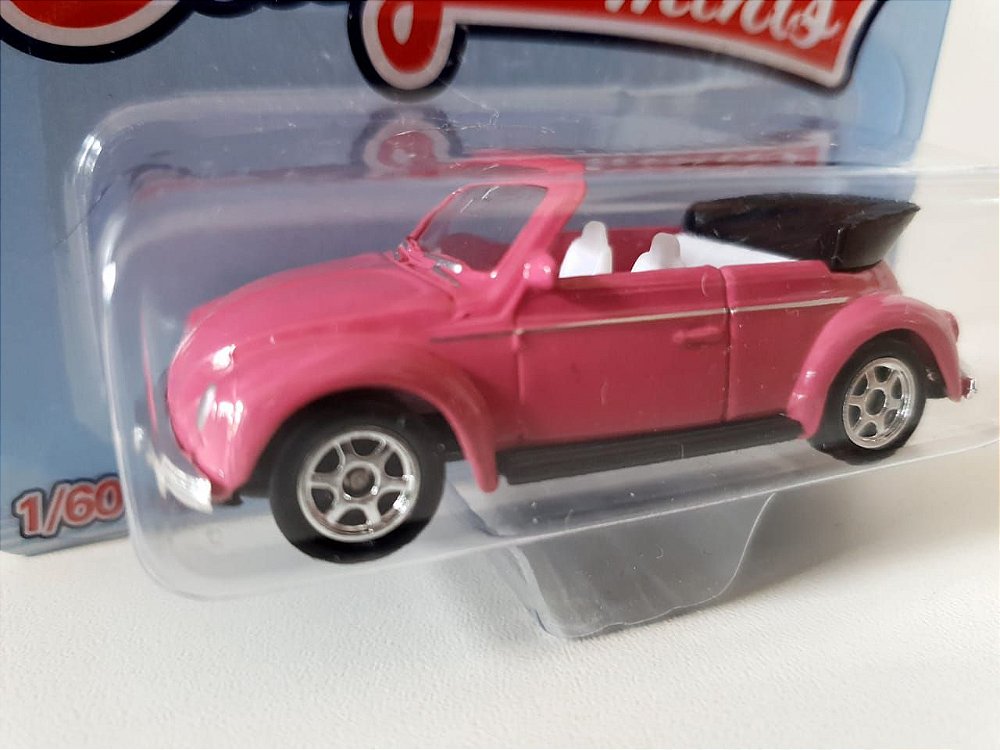 MINIATURA VOLKWAGEN FUSCA CONVERSIVEL - ROSA - ESCALA 1/64 - Minisclub