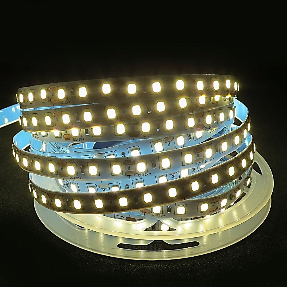 Fita 120 Leds 3528 Branco Morno 4000K Sem Silicone 5 Metros - 12V ...