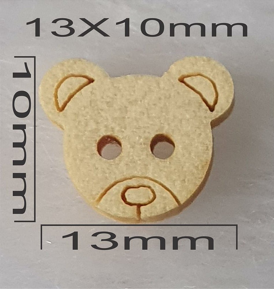Botão Urso, Ursinho Madeira - Tamanho: 13 X 10 mm - *Pacote com 10 ...