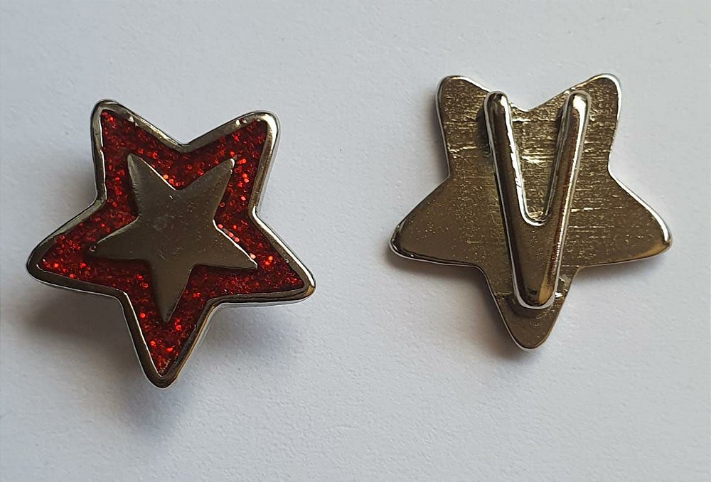 Passante de metal, Passa Fita ou cordão - Estrela com glitter - 16mm ...