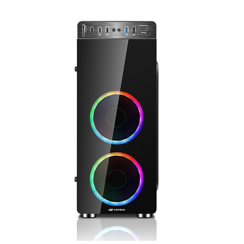 Gabinete Gamer ATX Mid Tower MT-G1000 Vidro Temperado C3Tech - Cia da ...