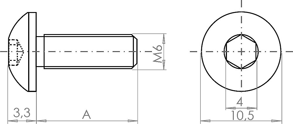 Parafuso Allen Cabeça Abaulada M6 Galvanizado Branco - Forseti Soluções