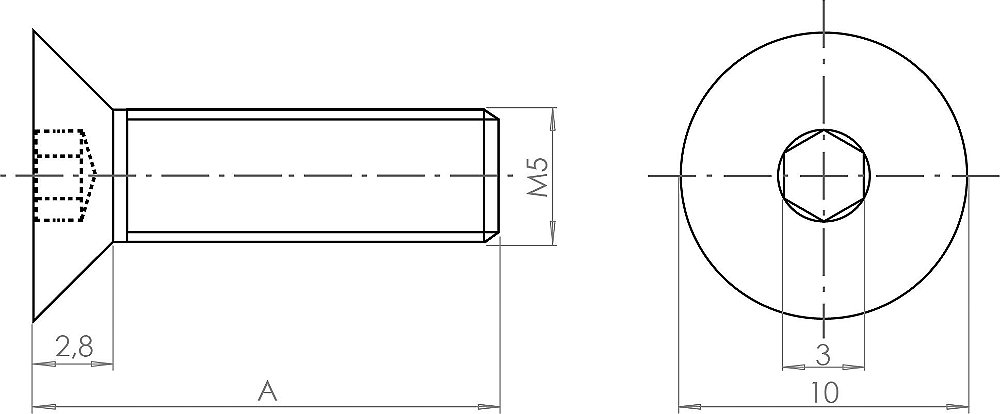 Parafuso allen cabeça cônica M5 - Forseti Soluções