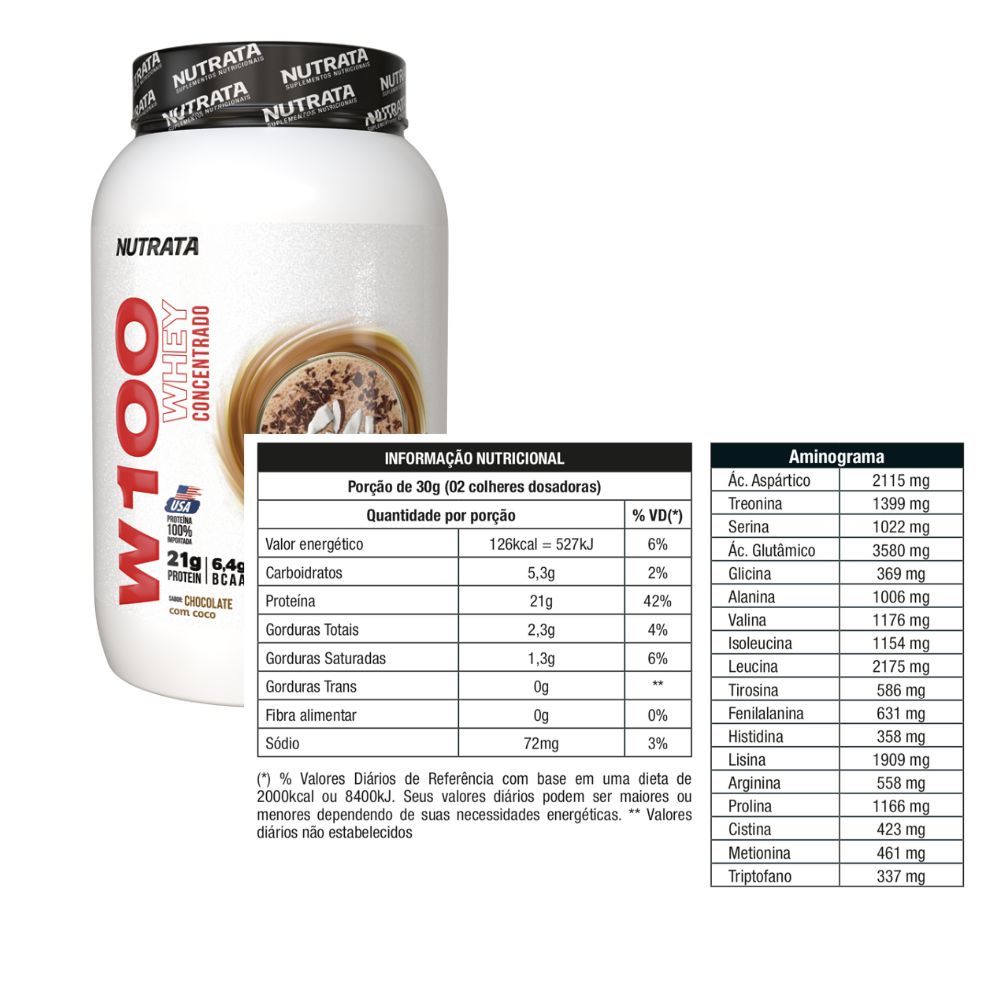 WHEY W100 NUTRATA - 900G - Curitiba Nutrition - Suplementos