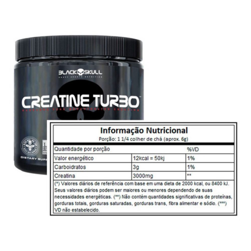 Creatine Turbo Black Skull 300g Curitiba Nutrition Suplementos
