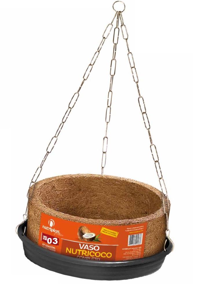 Vaso Xaxim Fibra de Coco Nutricoco com Corrente e Prato Base - Multi ...