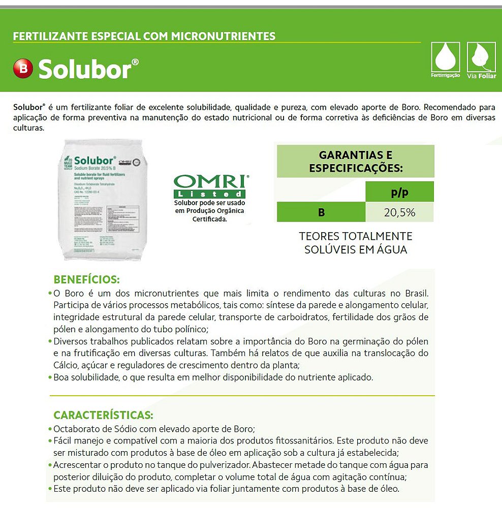 Ácido Bórico Solubor Boro Solúvel Foliar Adubo Fertilizante - Multi ...