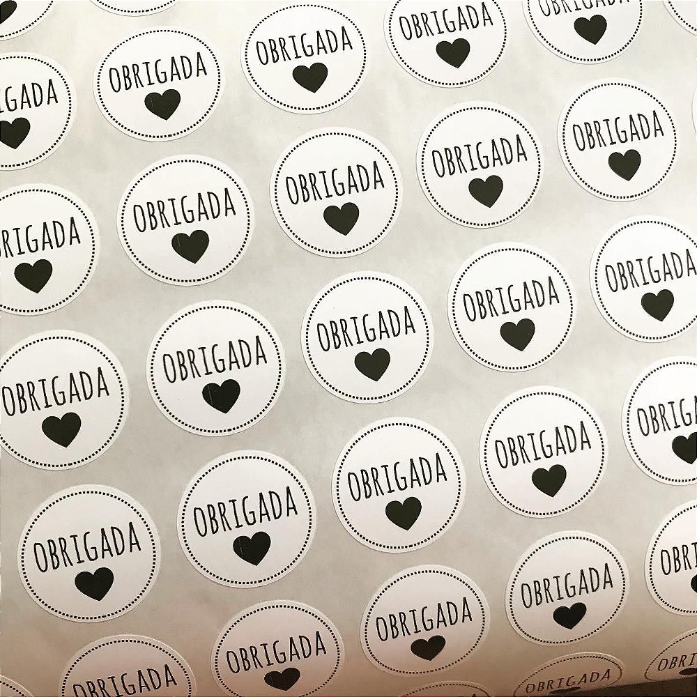 100 Mini Adesivos Obrigada - Papelaria Personalizada e Embalagens ...