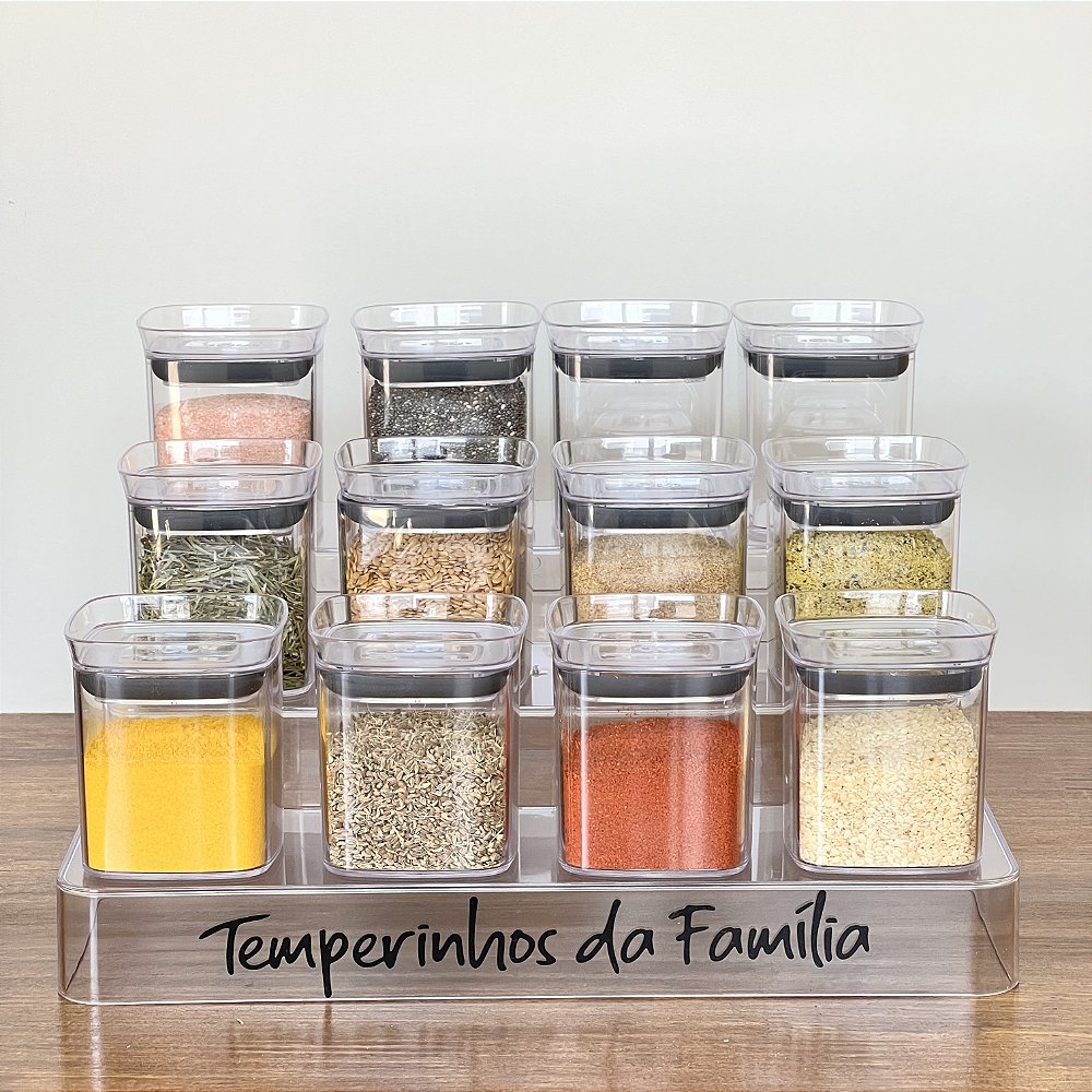 POTE PARA TEMPEROS COMBO ORGANIZADOR HERMÉTICO SEAL COM RACK ...