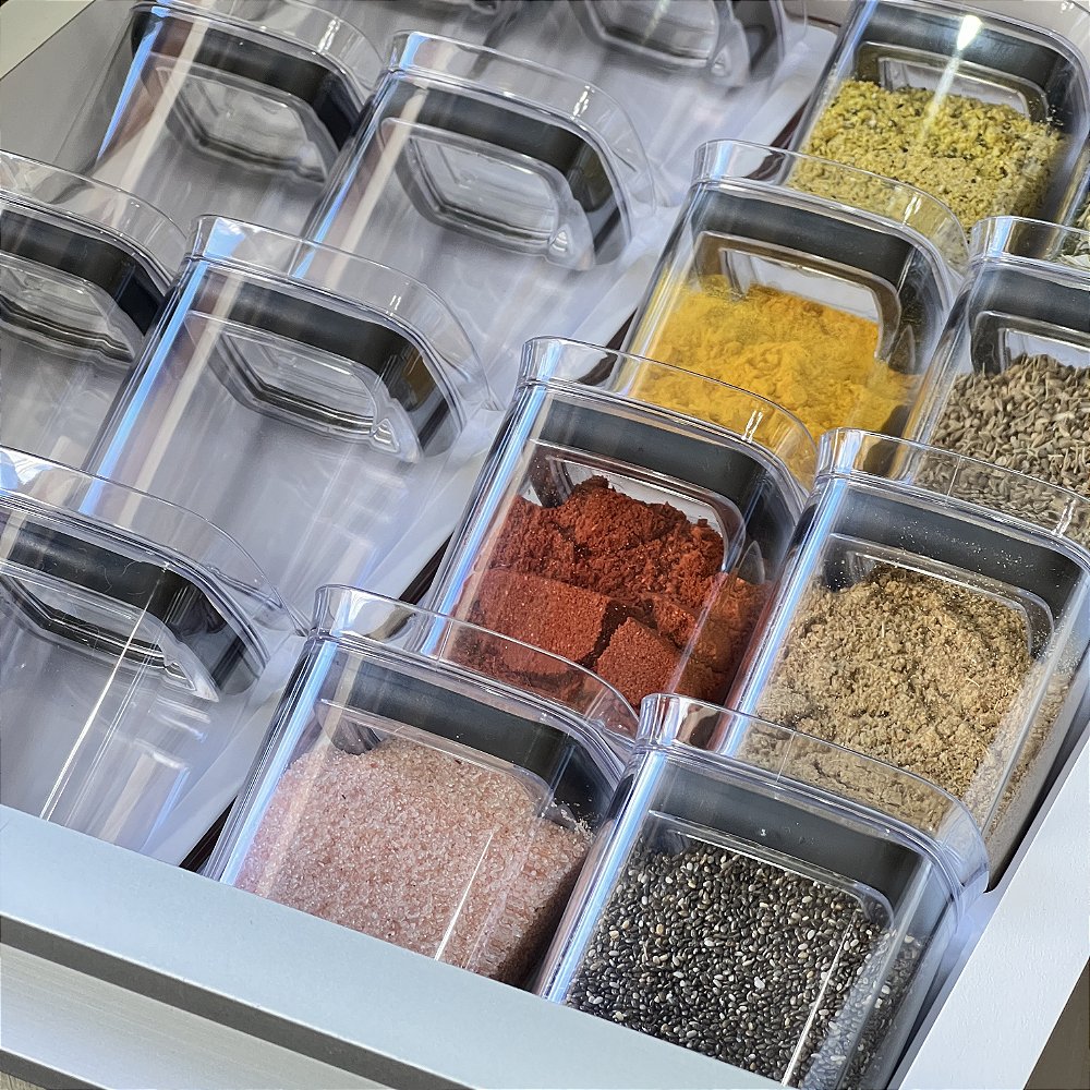 POTE PARA TEMPEROS COMBO ORGANIZADOR HERMÉTICO SEAL COM RACK GAVETA 9 ...