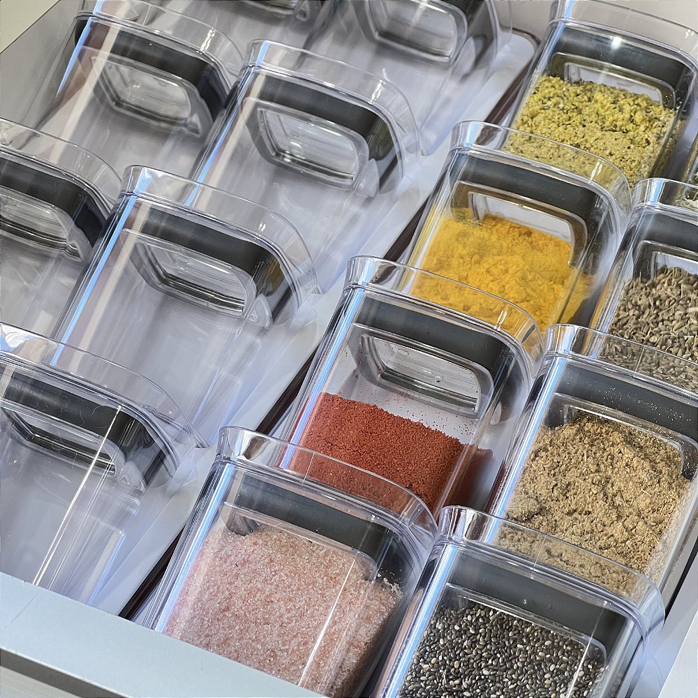 POTE PARA TEMPEROS COMBO ORGANIZADOR HERMÉTICO SEAL COM RACK GAVETA 9 ...
