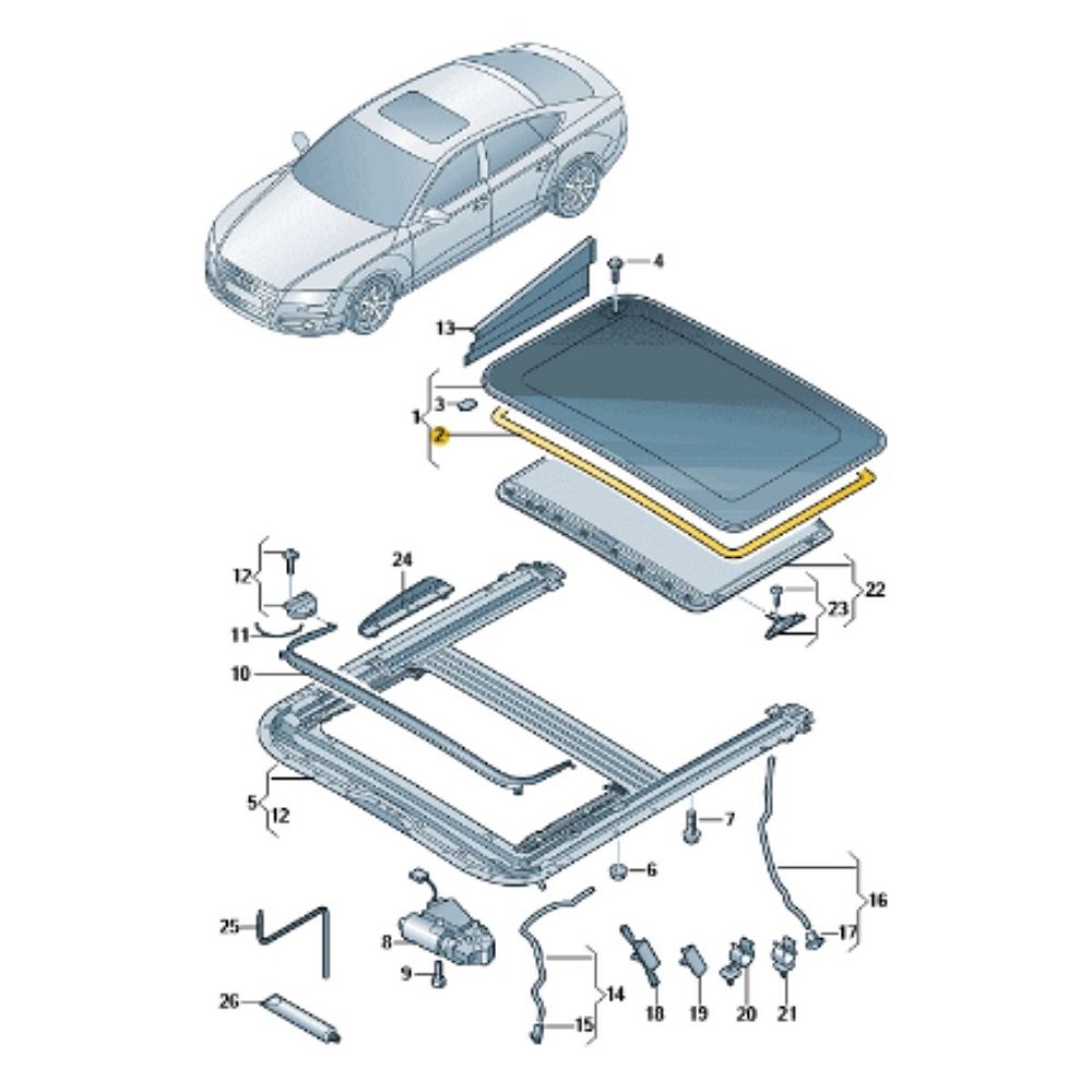 Vedação Teto Solar VW Jetta A4 A6 A7 8K5877297A - G Santos pecas e ...