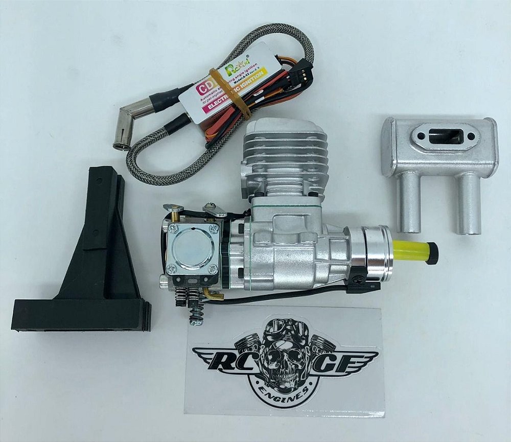 Motor RCGF 10cc RE Gasolina Escapamento Traseiro - TM Hobbies - Modelismo