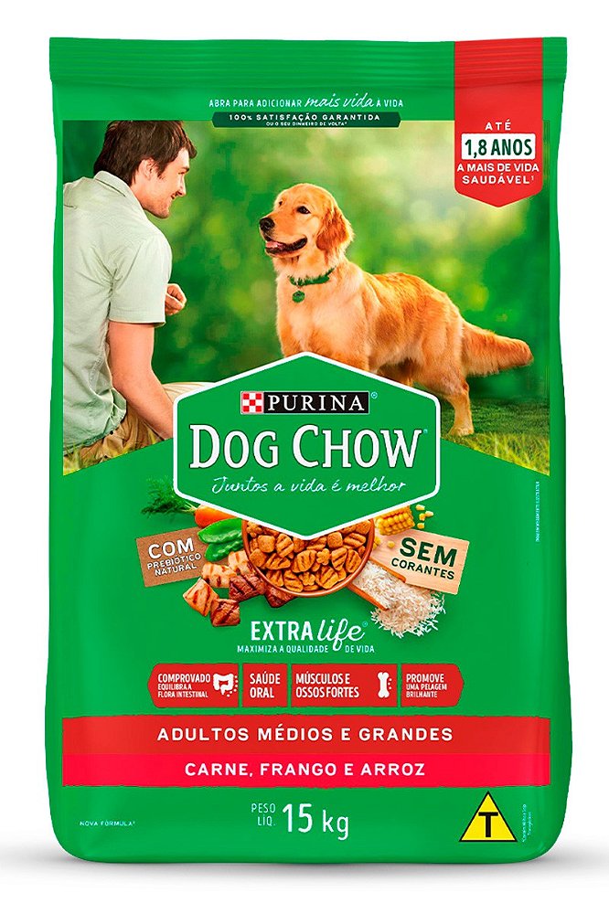Ração Nestlé Purina Dog Chow Sabor Carne, Frango e Arroz para Cães ...