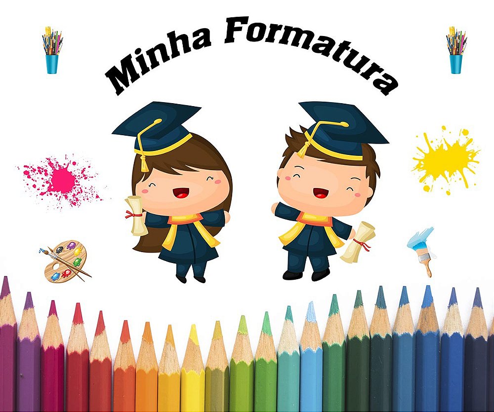 Painel de Festa em Tecido Sublimado Minha Formatura ABC - Sublime Sonhos