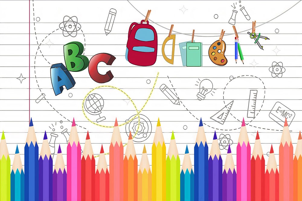 Painel de Festa em Tecido Sublimado Formatura ABC Lápis - Sublime Sonhos