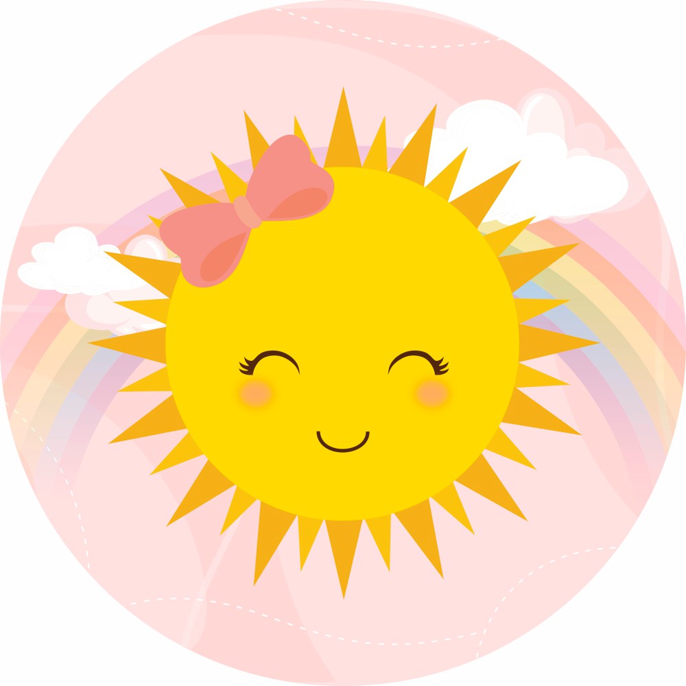 Painel de Festa Redondo em Tecido Sublimado Raio de Sol Fundo Rosa ...