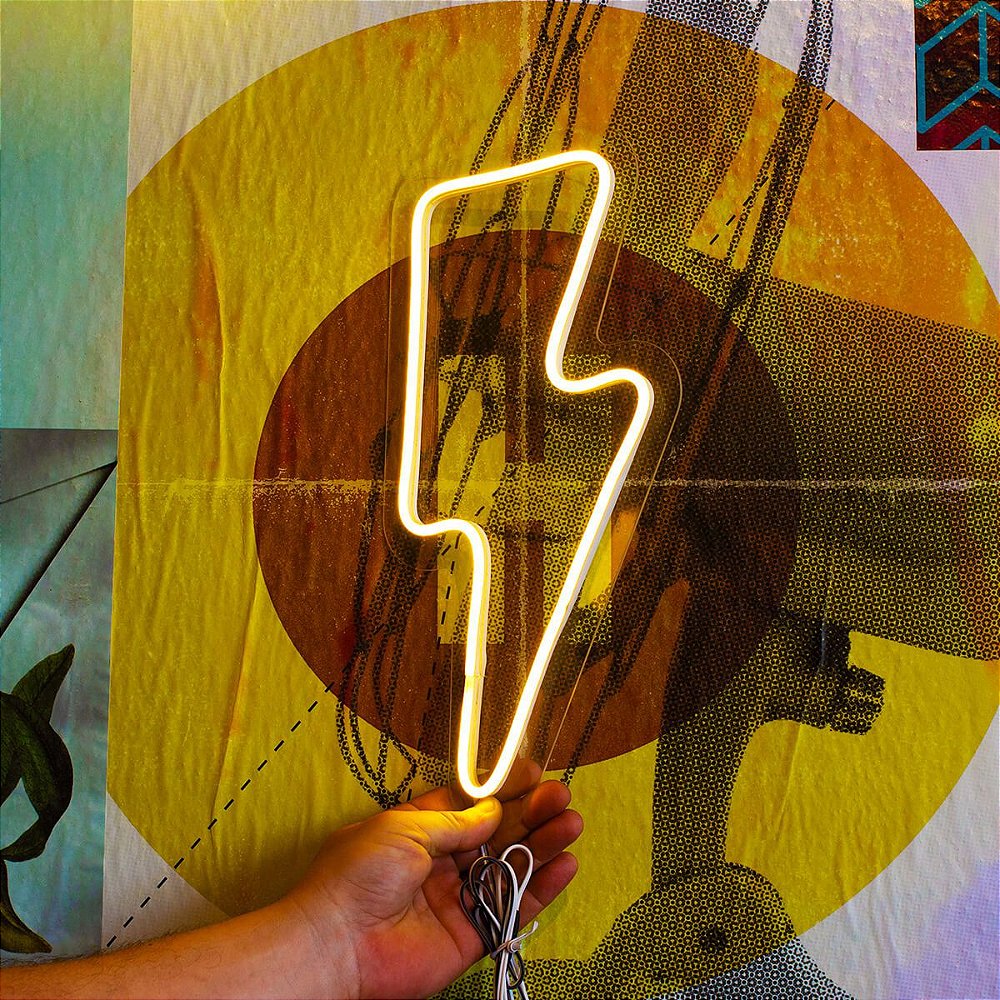Painel Luminoso Letreiro Criativo RAIO - Neon LED Amarelo - Trybo ...
