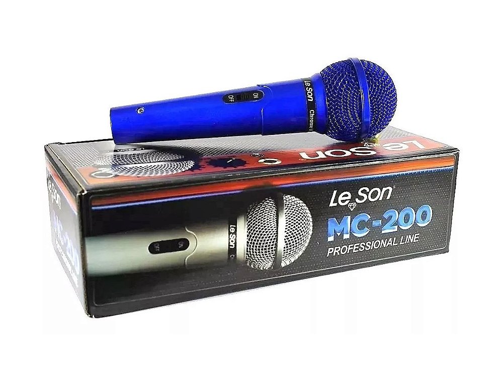 Microfone Colorido Azul Leson Mc200 Com Cabo Profissional - Loja de ...