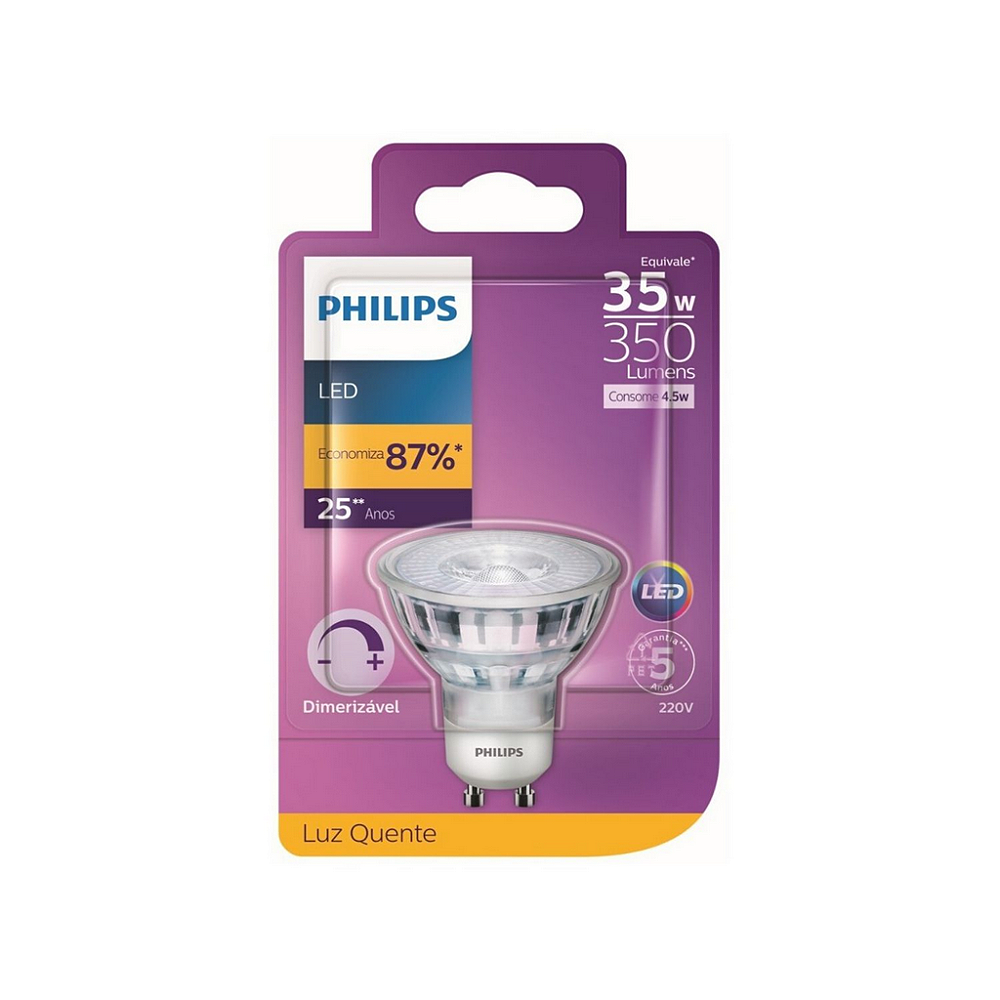 Lâmpada LED Classic Philips 35W GU10 827 100-240V 36D ND - SensoShop ...