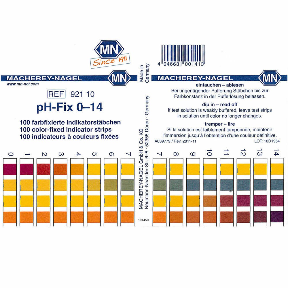 Tira Papel de ph PH-FIX 92110 caixa com 100 und. Marca M Nagel importa ...