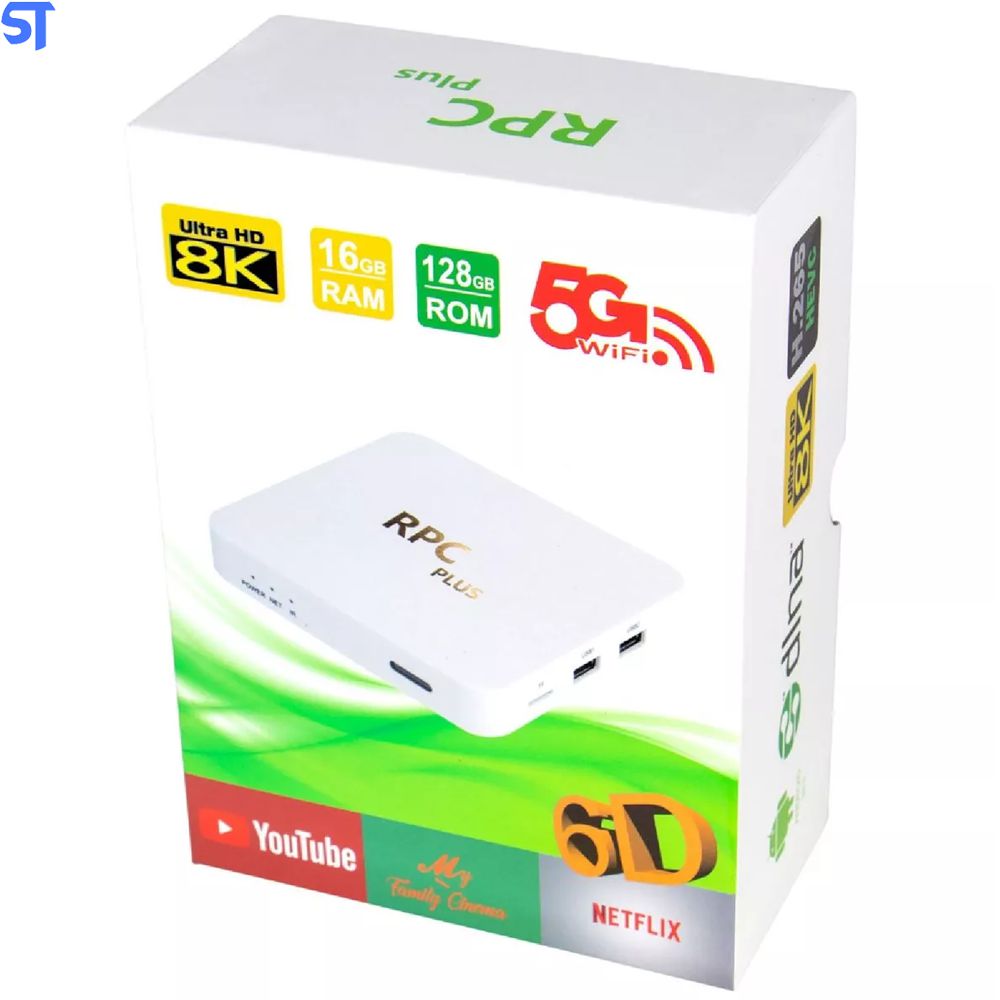 Receptor TV Box RPC Plus 8K / 128GB / 16GB RAM / Android 10.1 - Branco ...
