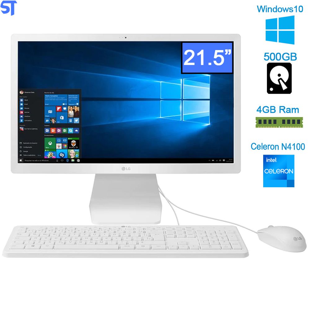 Computador LG All in One Quad Core 4GB 500GB Tela Full HD 21.5” Windows ...
