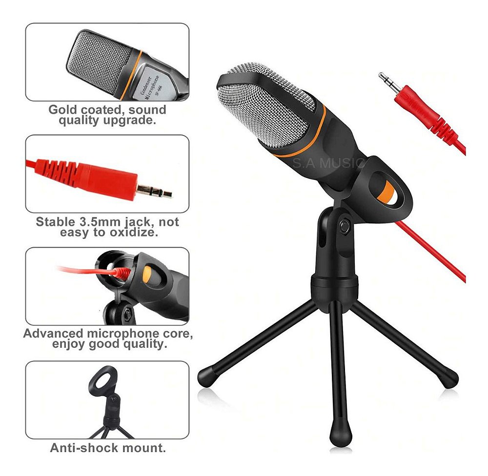 Microfone com Tripé Gravador Profissional com Condensador YDTECH - YDTECH