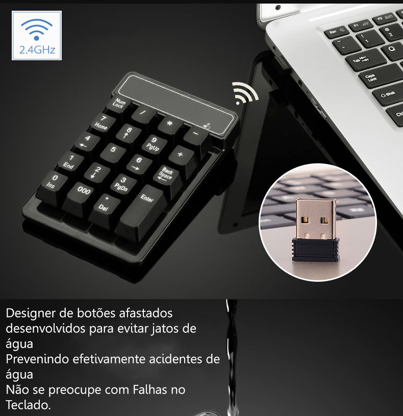 Teclado Numérico Sem Fio Usb 2.4ghz - Notebook e PC - 83029 - YDTECH