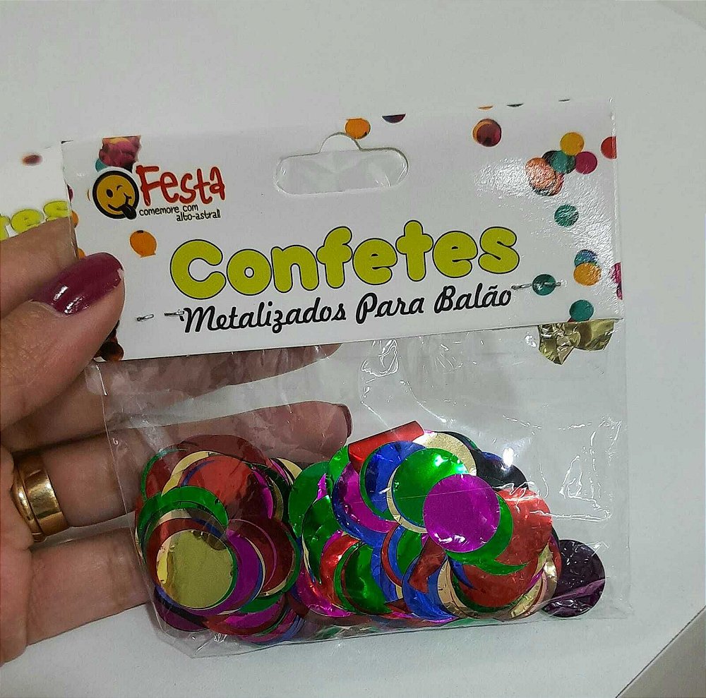 CONFETE METALIZADO PARA BALÃO - Pacote com 20 g - SORTIDO - Confetes Festas