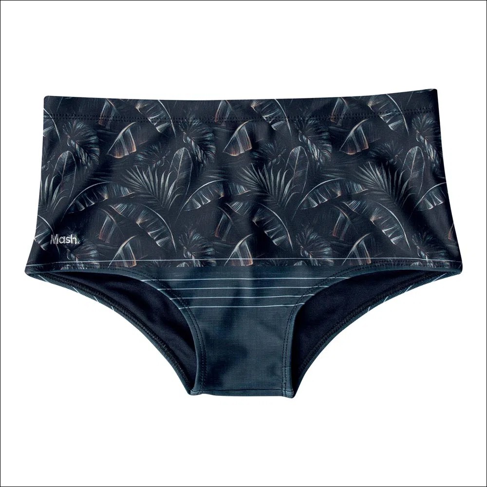 Sunga Mash Slip Mix de Folhas e Listras - Empório da Moda