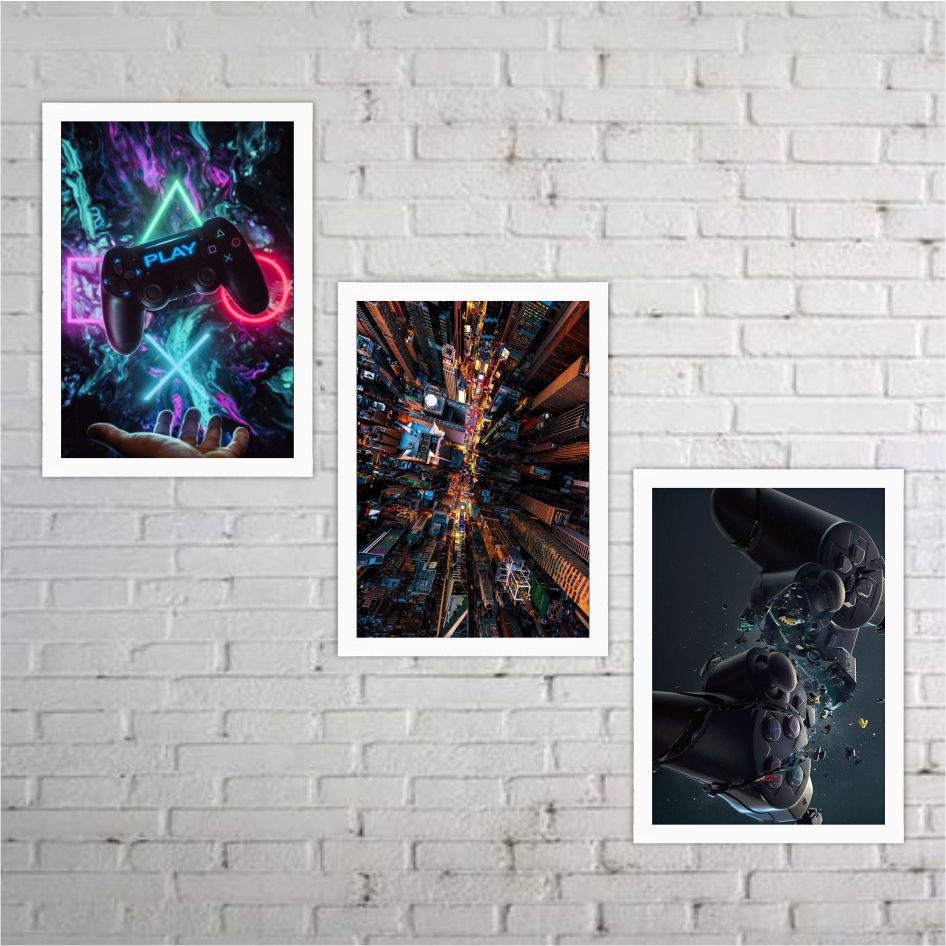 Kit 03 Quadros de videogame - Fixa Personalizados