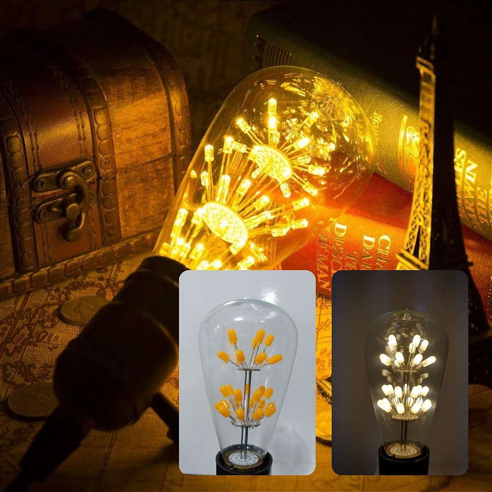 Lampada LED Retrô Vintage Decorativa Filamento E27 Branco Quente ...