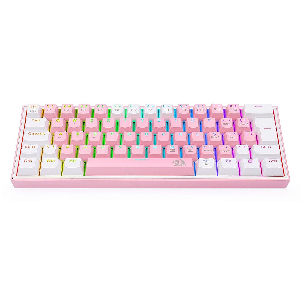 TECLADO MECANICO GAMER FIZZ RGB ROSA E BRANCO SWITCH AZUL - Redragon Store