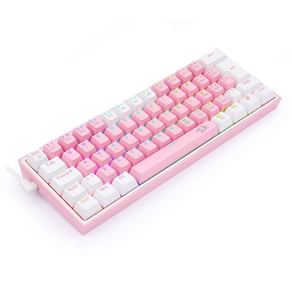 TECLADO MECANICO GAMER FIZZ RGB ROSA E BRANCO SWITCH AZUL - Redragon Store