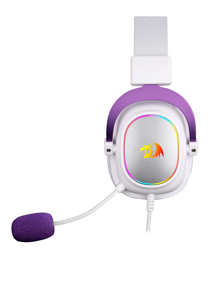 HEADSET GAMER ZEUS X BRANCO COM ROXO RGB - Redragon Store
