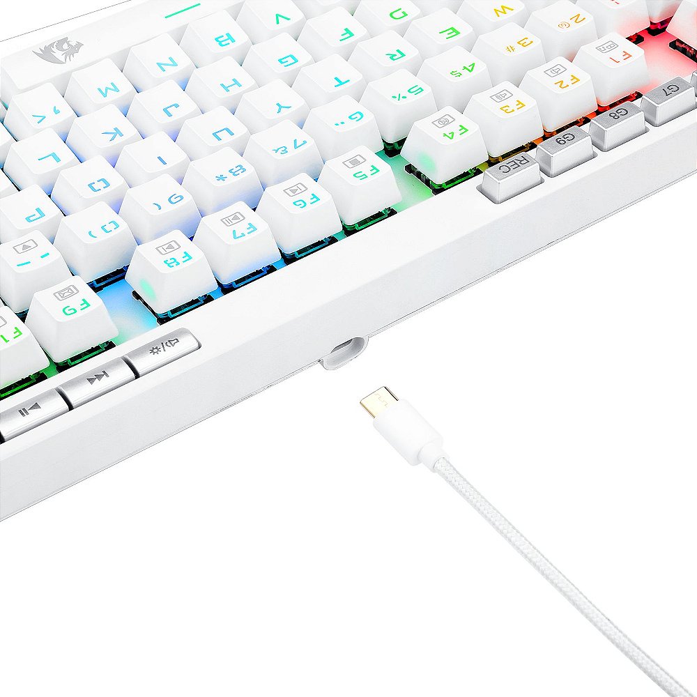 TECLADO OPTICO GAMER MAGIC-WAND PRO RGB BRANCO ABNT2 - Redragon Store