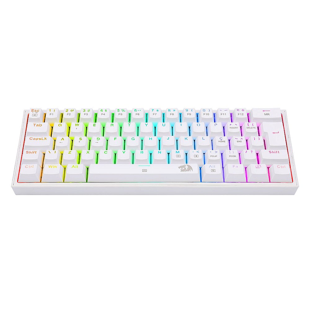 Teclado Mecânico Gamer Compacto Redragon Fizz Lunar White RGB Switch ...