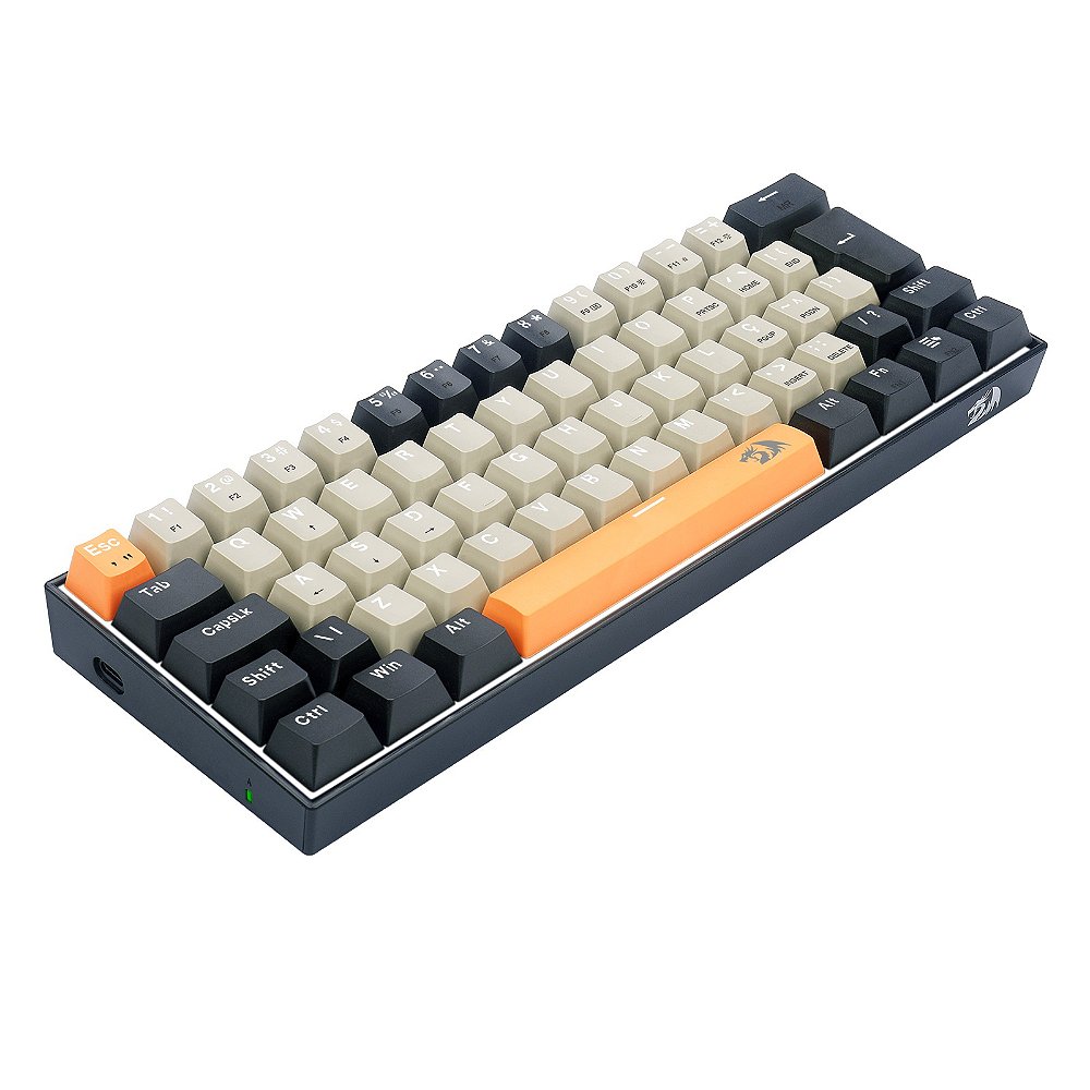 TECLADO GAMER REDRAGON LAKSHMI LARANJA+CINZA+ PRETO COM SWITCH MARROM ...