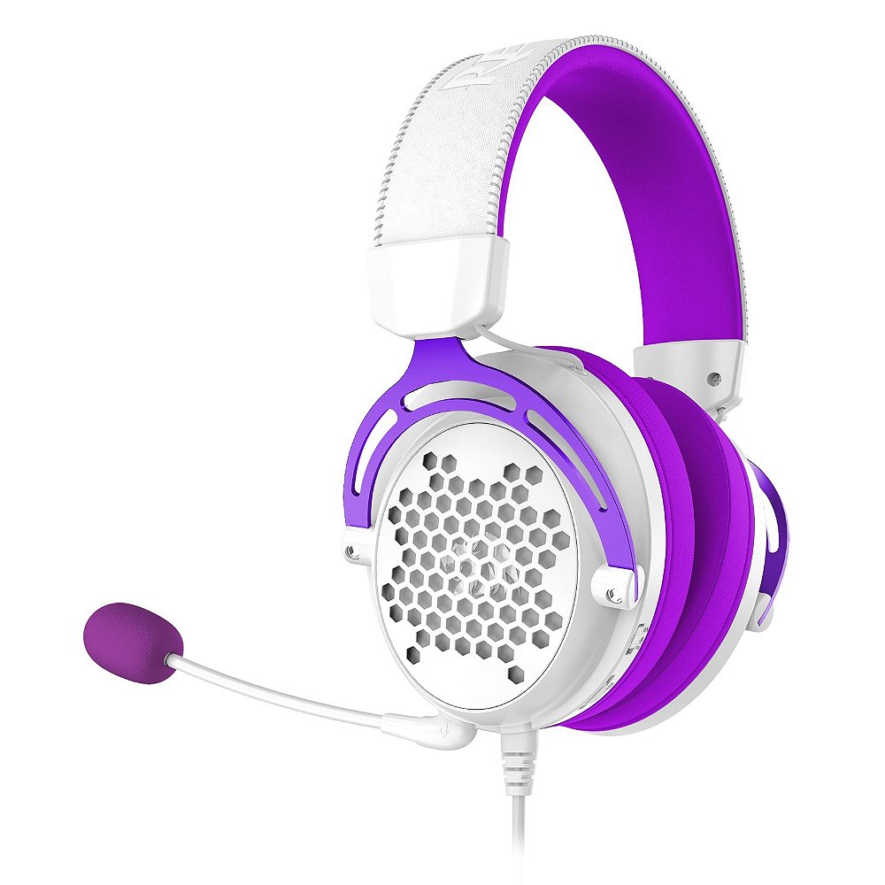 HEADSET GAMER REDRAGON DIOMEDES BRANCO COM ROXO - Redragon Store