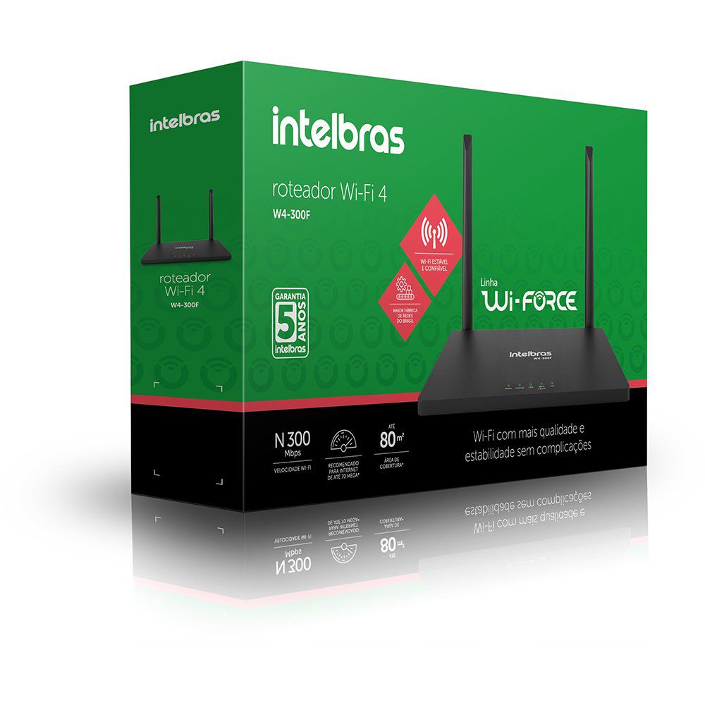 Roteador Wireless Intelbras 300Mbps W4-300F Preto - Casa Vieira