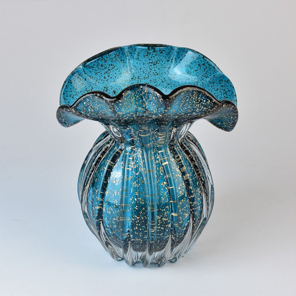 Vaso Murano Imperial Azul em Vidro - Casa Náutica Vaso Murano Imperial Azul em Vidro - Casa Náutica